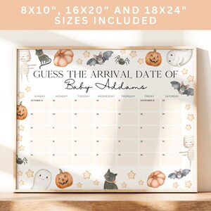 Spooky Baby Shower Due Date Calendar, Instant Download, Editable ...