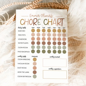 Kids Chore Chart Printable | Instant Download | Editable Chore Chart ...