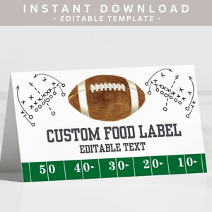 Football Party Food Labels, Football Birthday, Football Food Tent, Food ...