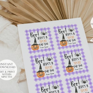 Boo! Halloween Treat Tag | Editable Instant Download | Printable - Etsy