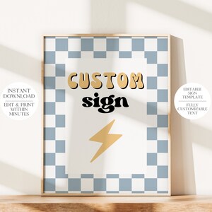 Blue One Happy Dude Birthday Party Custom Sign, Instant Download ...