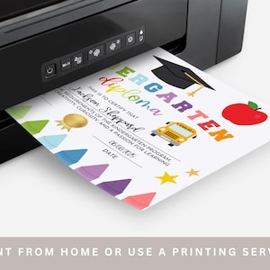 Printable Kindergarten Graduation Diploma, Kindergarten Graduate ...