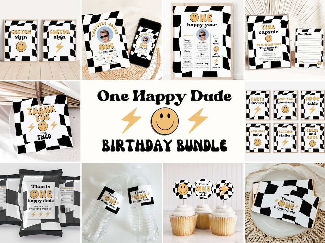 One Happy Dude Birthday Party Bundle | Instant Download | Editable ...