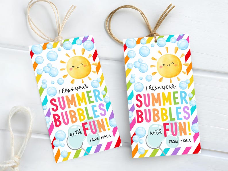 Printable Bubble Favor Tags, Classmate Gifts, Last Day of School ...