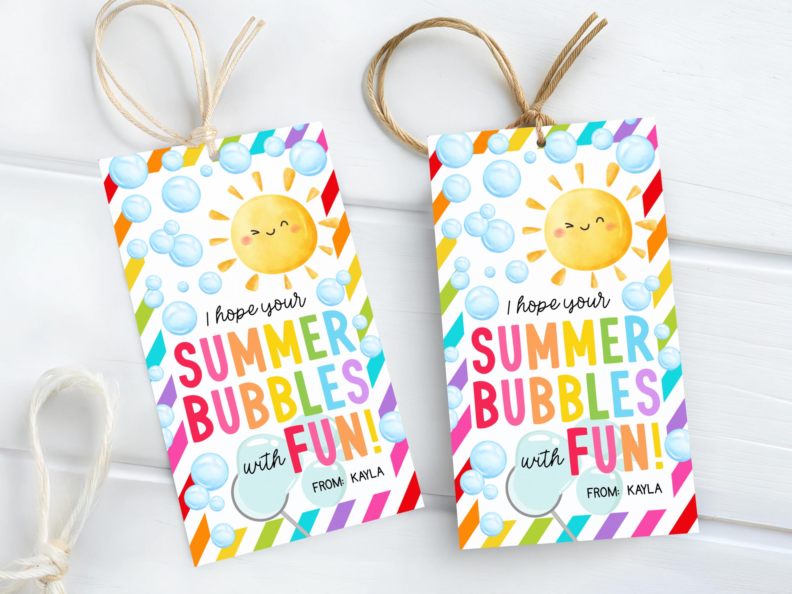 Printable Bubble Favor Tags, Classmate Gifts, Last Day of School ...