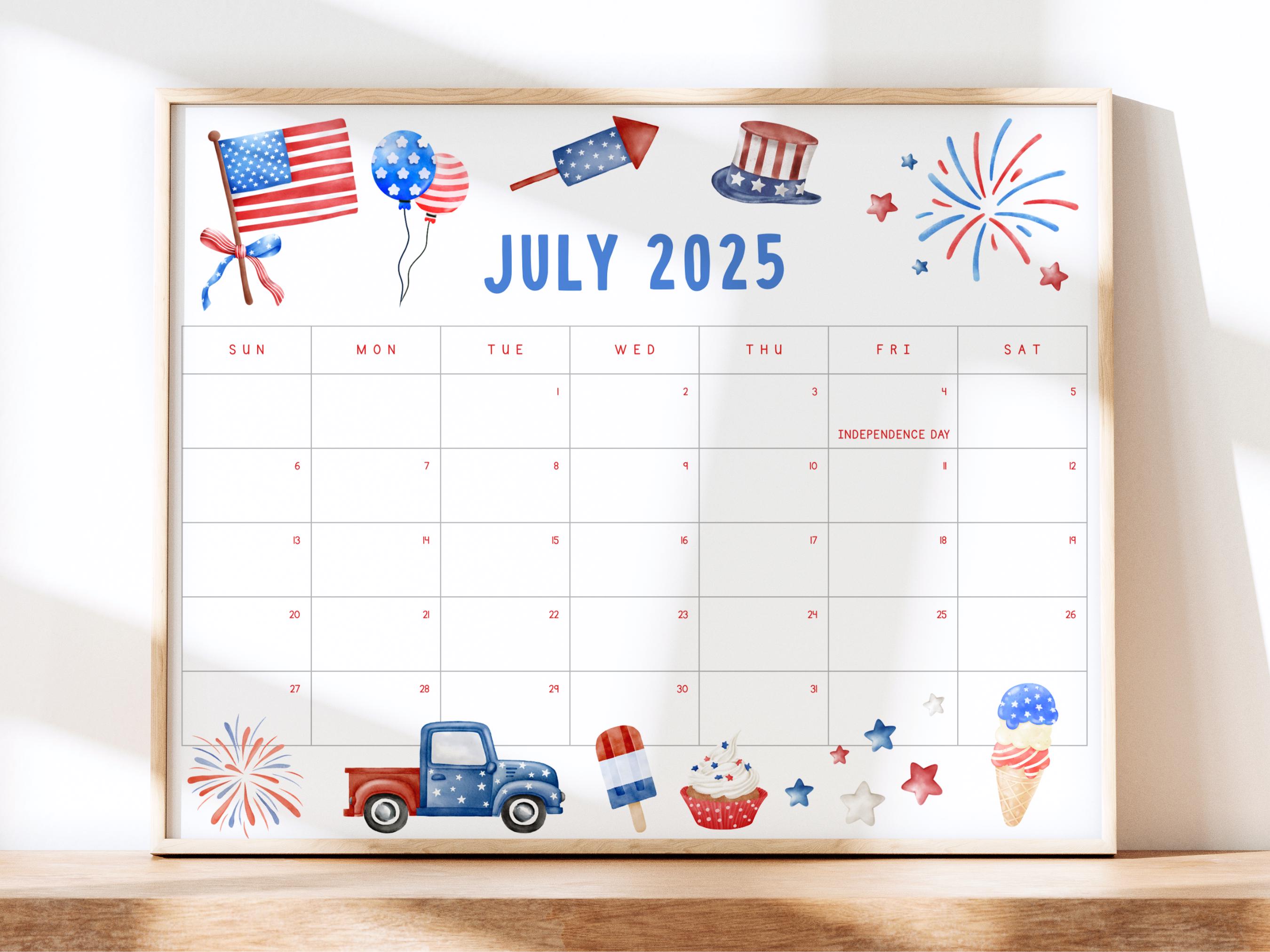 Printable Kids Calendar 2025, Kids Monthly Planner, Printable Calendar ...