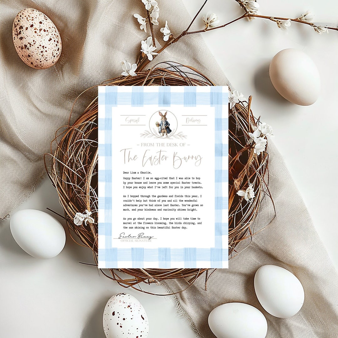 Printable Easter Bunny Letter, Instant Download, Personalized Letter ...