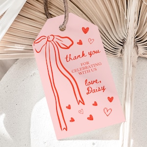 Valentines Birthday Favor Tags, Valentine Birthday, Thank You Tags ...