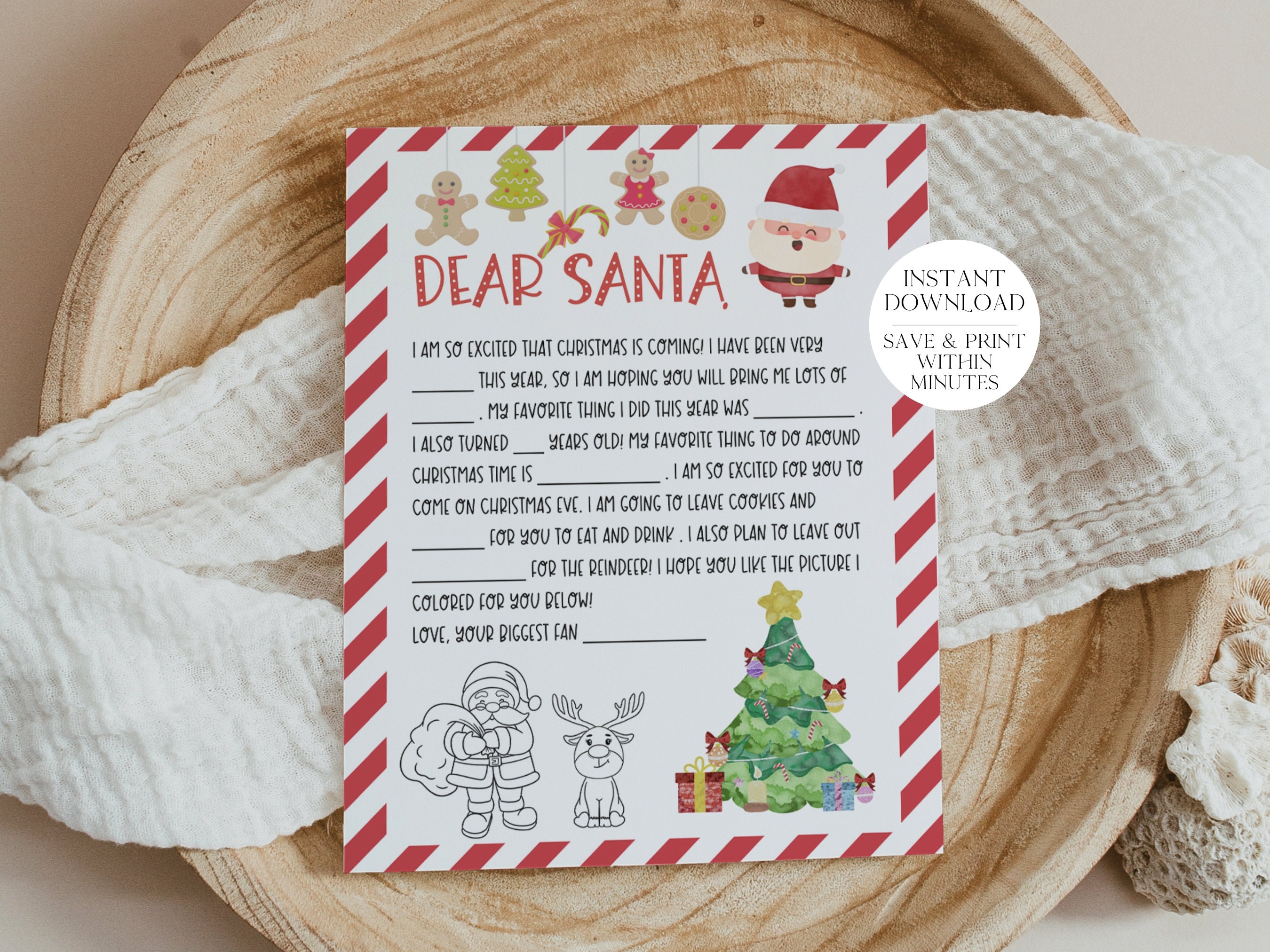 Printable Christmas Letter | Instant Download | Christmas List | Letter ...