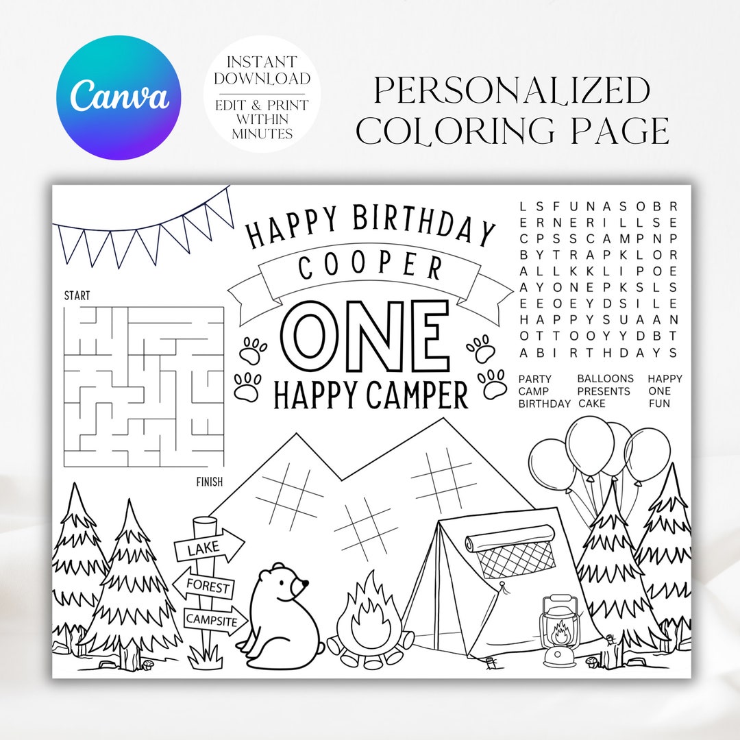 One Happy Camper Coloring Page, Camping Coloring, Instant Download ...