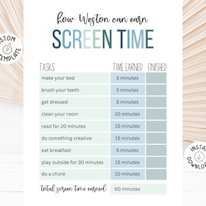 Screen Time Tracker for Kids | Instant Download - Etsy
