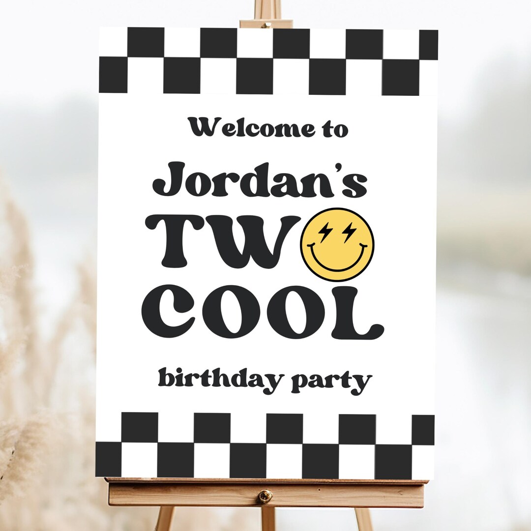Two Cool Birthday Welcome Sign, Birthday Welcome, Second Birthday, Two ...
