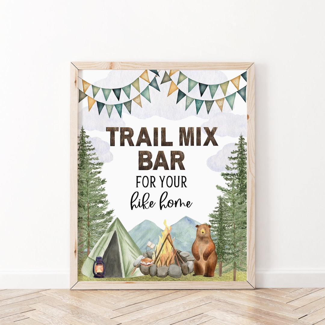 One Happy Camper Birthday Party | Printable Trail Mix Bar Sign ...