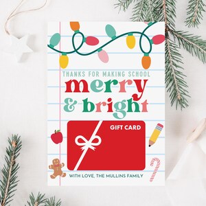 Teacher Christmas Gift Card Holder, Teacher Gift Card, Teacher ...