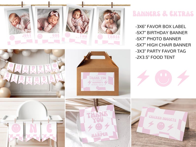 One Happy Girl Birthday Bundle Templates, One Happy Girl Party, First ...