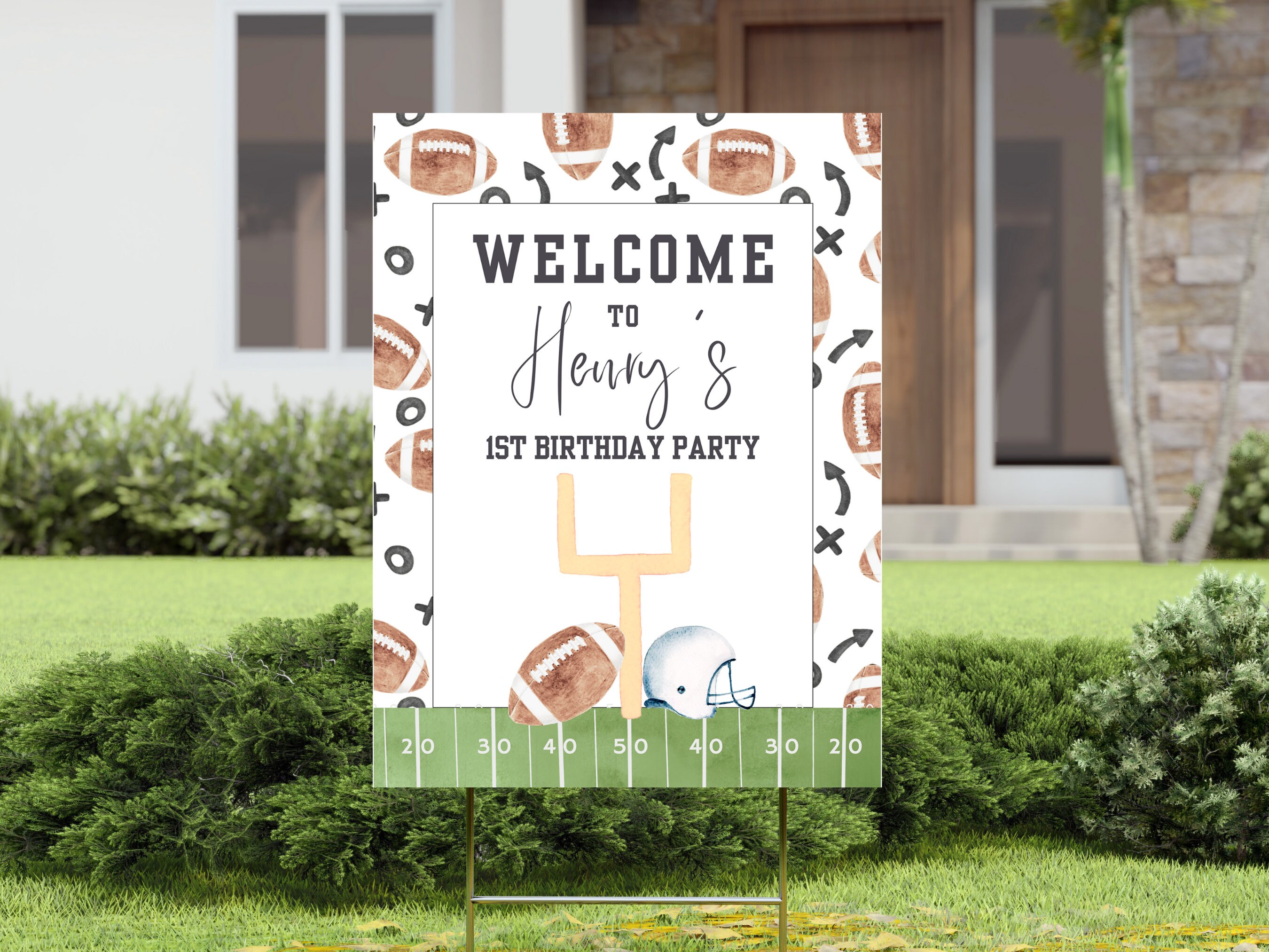 Football Birthday Party Welcome Sign, Editable Template, Instant ...