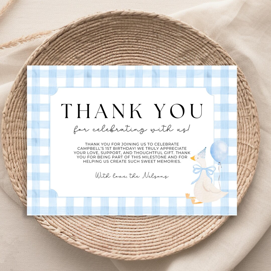 One Silly Goose Thank You Card, Goose 1st Birthday, Silly Goose ...