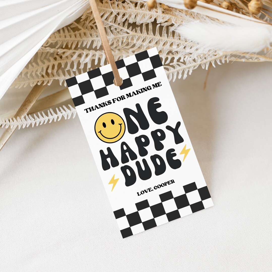 One Happy Dude Birthday Party Favor Tag, Printable Party Favor Tag ...