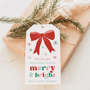 Printable Christmas Gift Tag, Gift for Teacher, Teacher Gift Tag ...