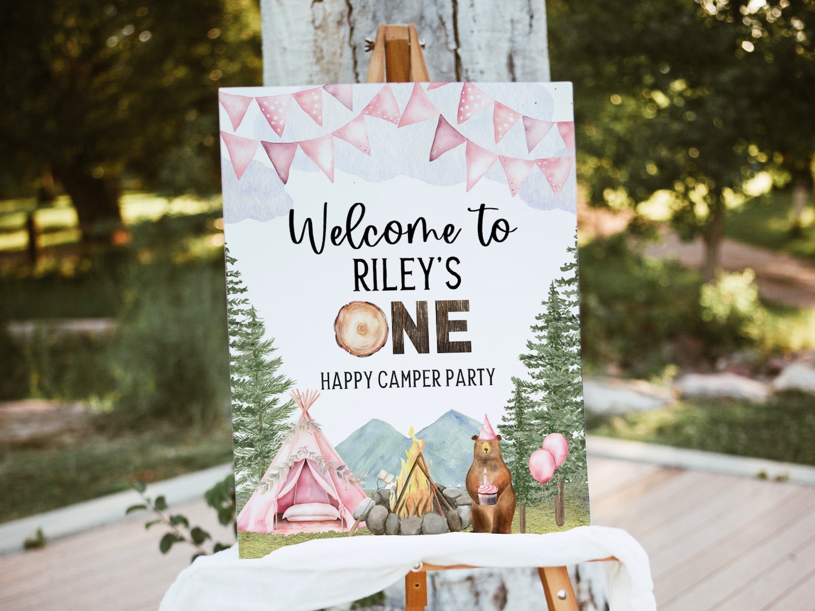 One Happy Camper Welcome Sign, Instant Download, Camping Birthday ...