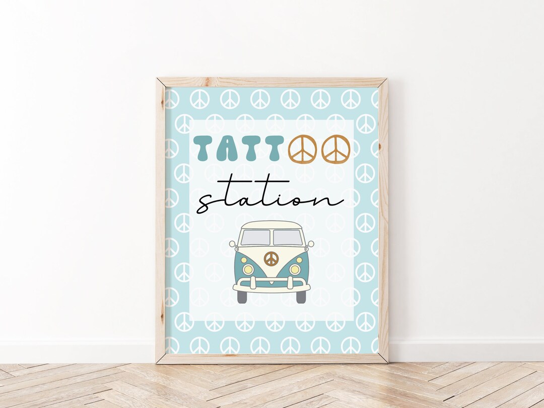 Groovy Birthday Party Sign | Tattoo Station Sign | Retro Birthday ...