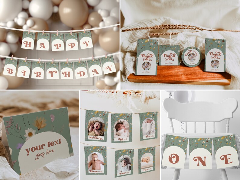 Wildflower First Birthday Party Bundle, Girl 1st Birthday, Wild One ...