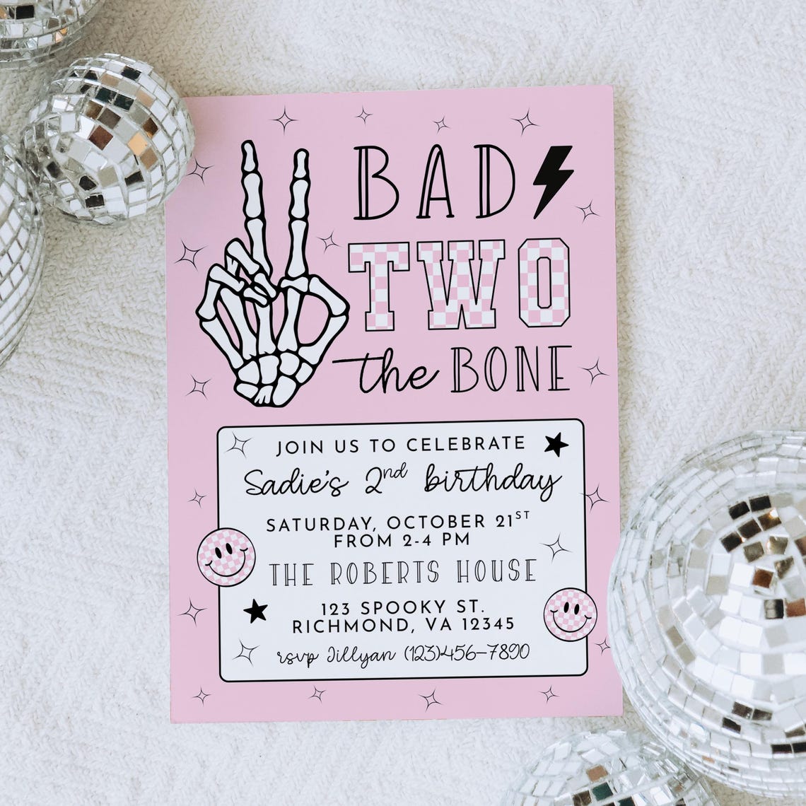 Bad Two the Bone Birthday Invitation, Second Birthday, Bad to the Bone ...