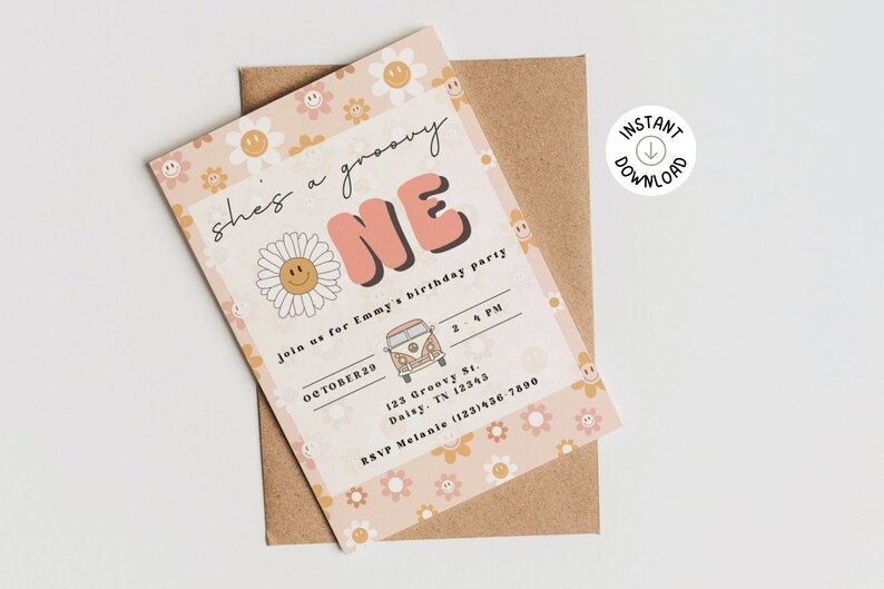 Groovy One Birthday Party Invitation Groovy Birthday Party - Etsy