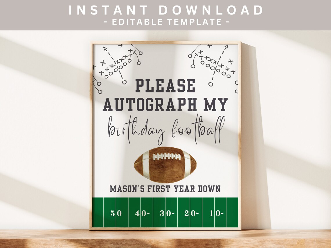 Football Birthday, Autograph My Ball, Instant Download, Autograph Guest ...