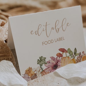 Thanksgiving Food Label Template Autumn Table Decor - Etsy