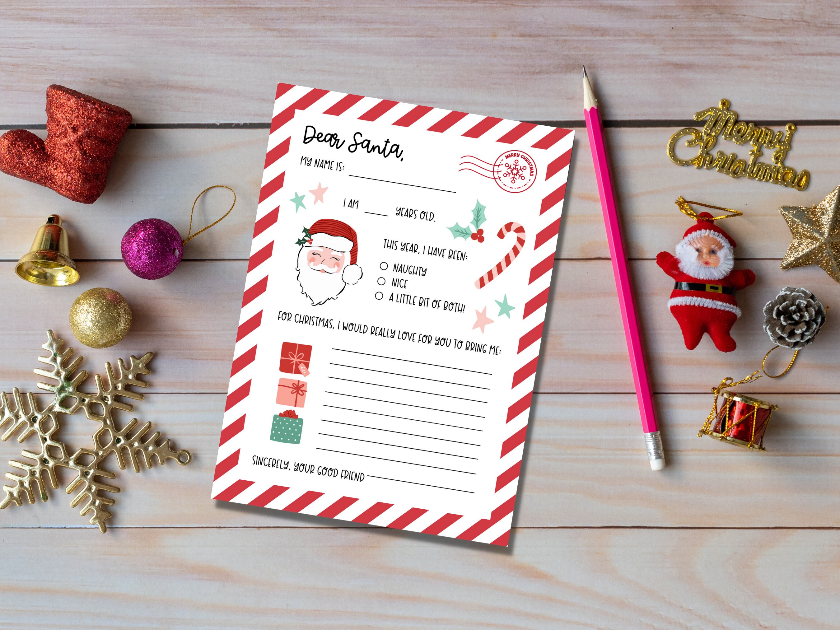 Printable Christmas Letter | Instant Download | Christmas List | Letter ...