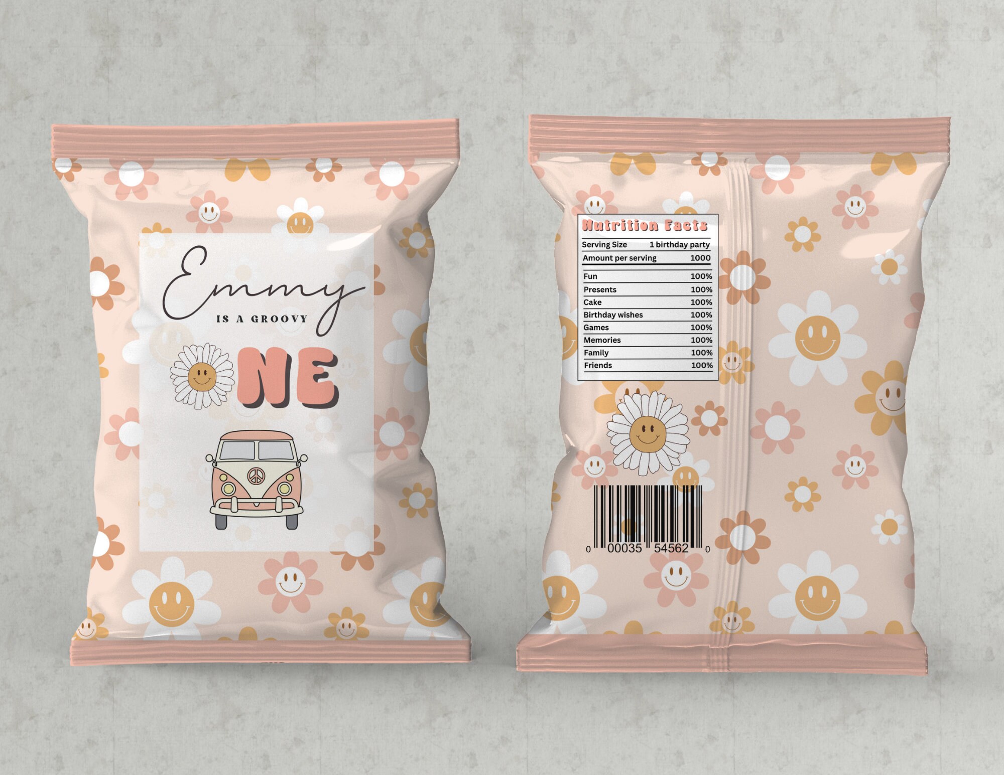 Groovy One Birthday Party Groovy Chip Bag Template Hippie - Etsy