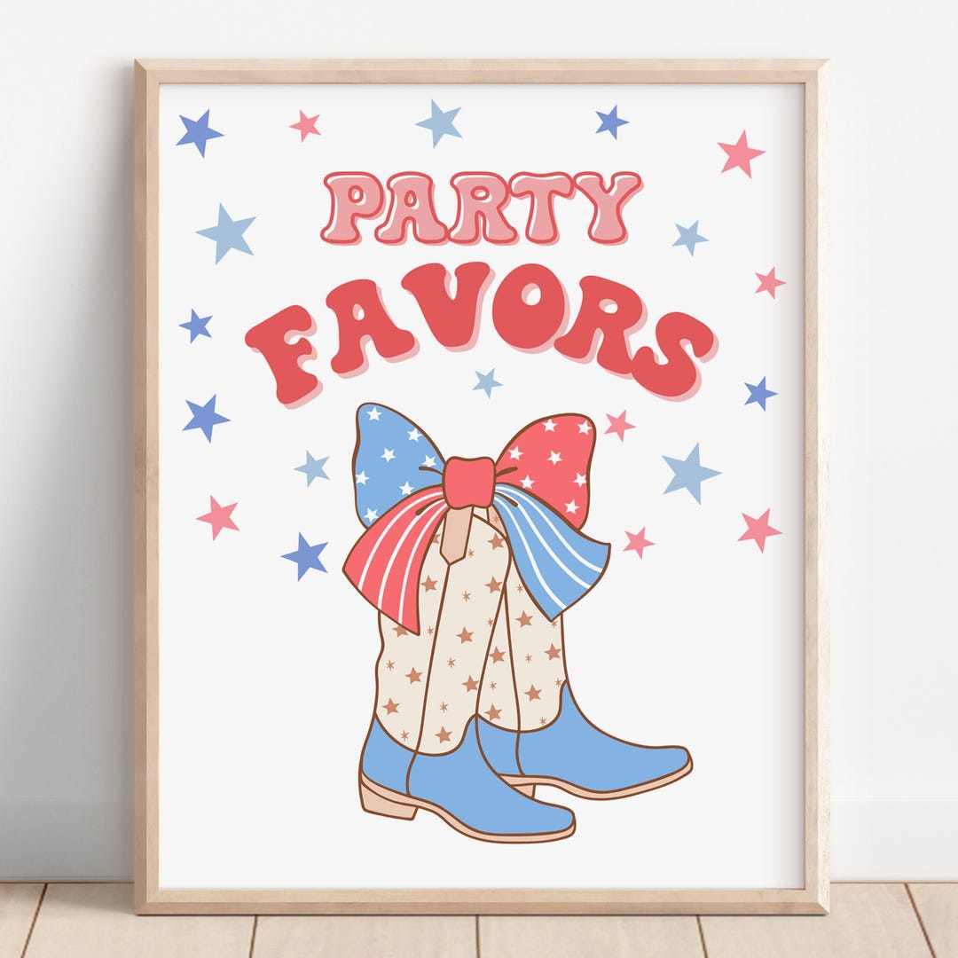 4th of July Birthday Party Favors Sign, All American Girly, 4th of July ...