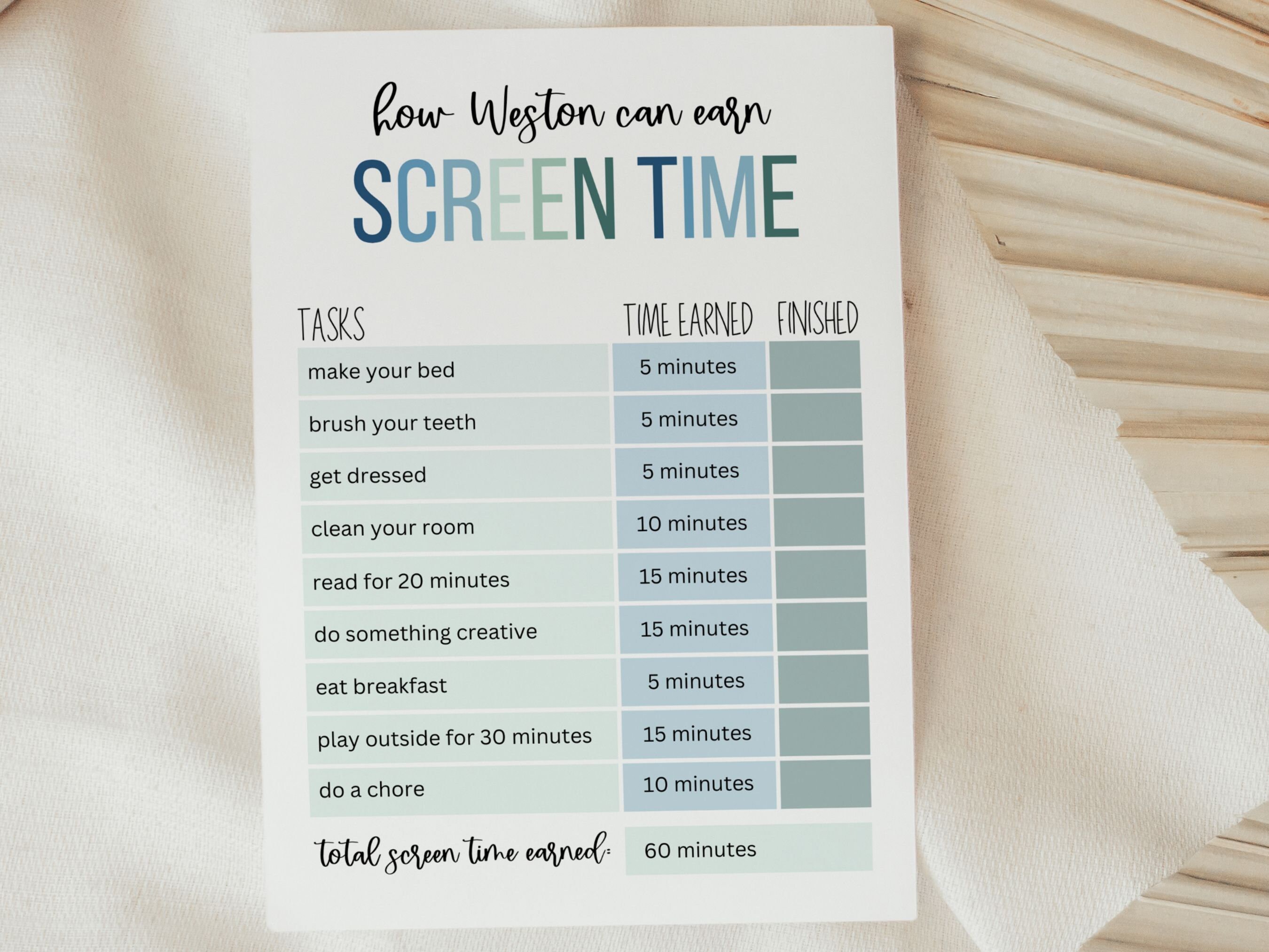 Screen Time Tracker for Kids Instant Download - Etsy