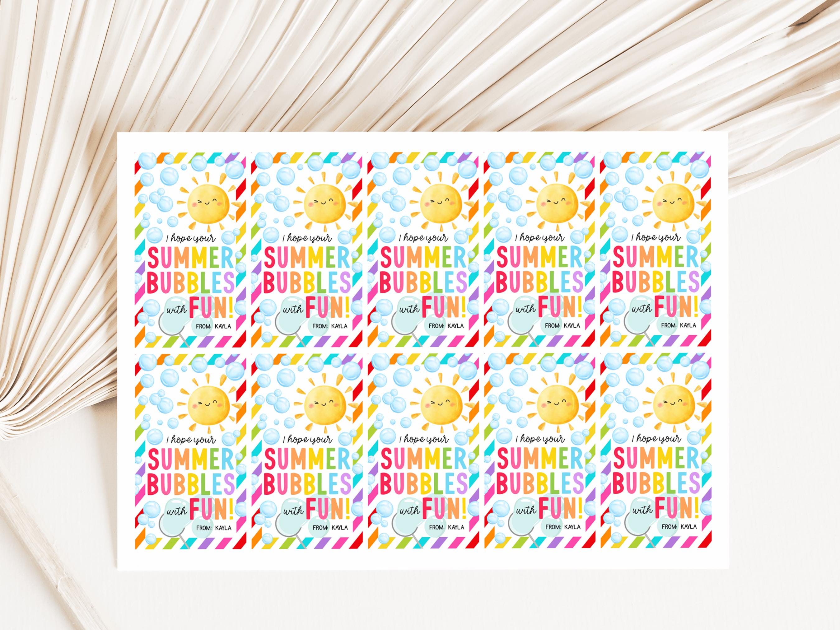 Printable Bubble Favor Tags, Classmate Gifts, Last Day of School ...