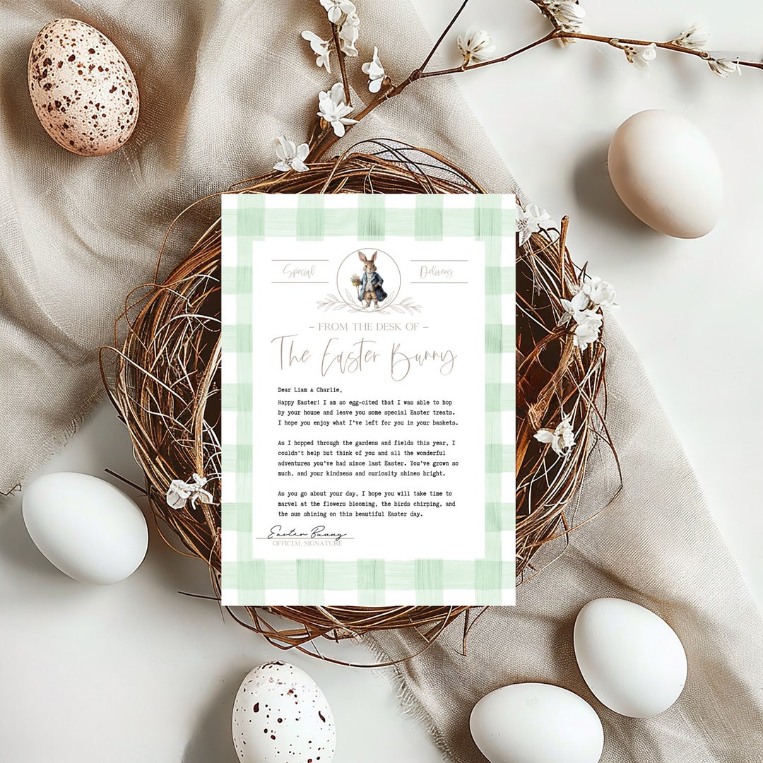 Printable Easter Bunny Note, Easter Bunny Letter, Instant Download ...