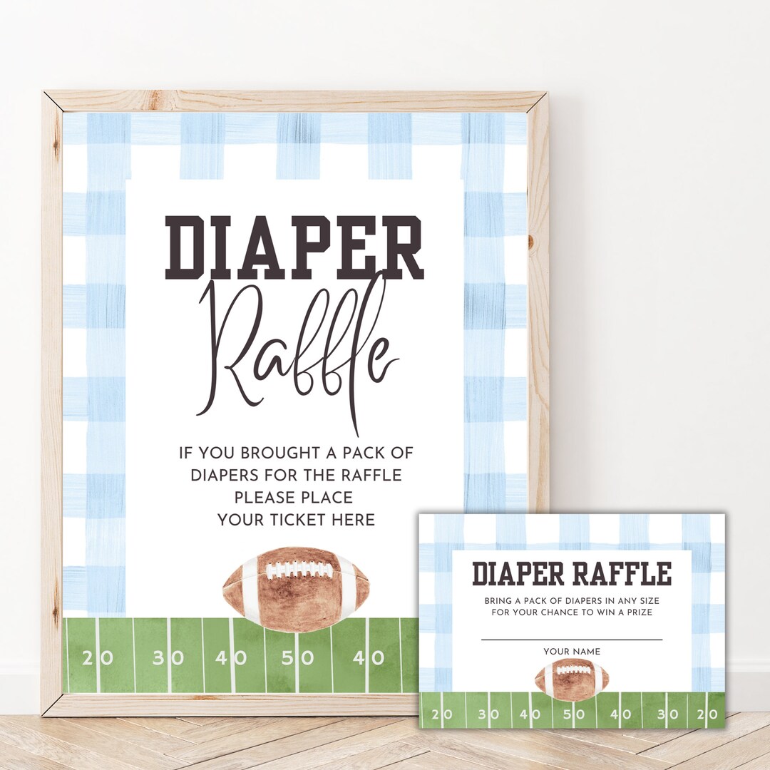 Football Baby Shower, Diaper Raffle Sign, Instant Download, Baby Shower ...