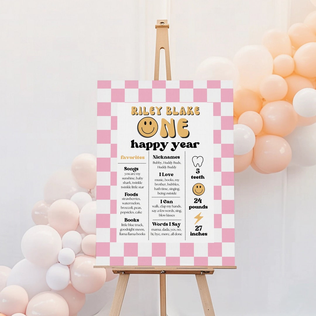 One Happy Girl Milestone Sign | Smiley Face Birthday | Printable First ...