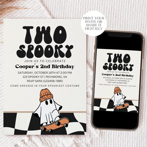 Two Spooky Halloween Birthday Invitation, Two Spooky Invite, 2nd ...