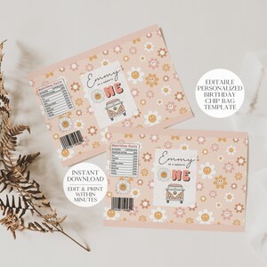 Groovy One Birthday Party | Groovy Chip Bag Template | Hippie Party ...