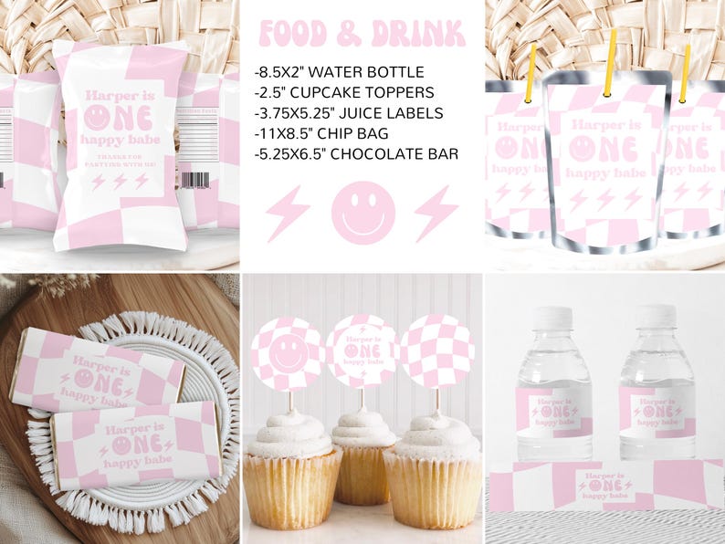 One Happy Girl Birthday Bundle Templates, One Happy Girl Party, First ...