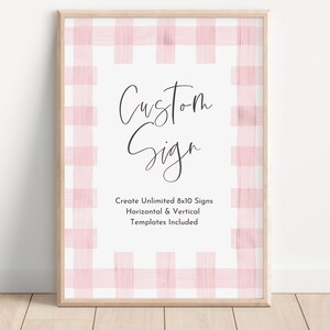 Custom Baby Shower Sign Template Pink Gingham Baby Shower Sign - Etsy