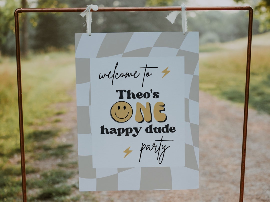 Tan One Happy Dude Welcome Sign First Birthday Party - Etsy