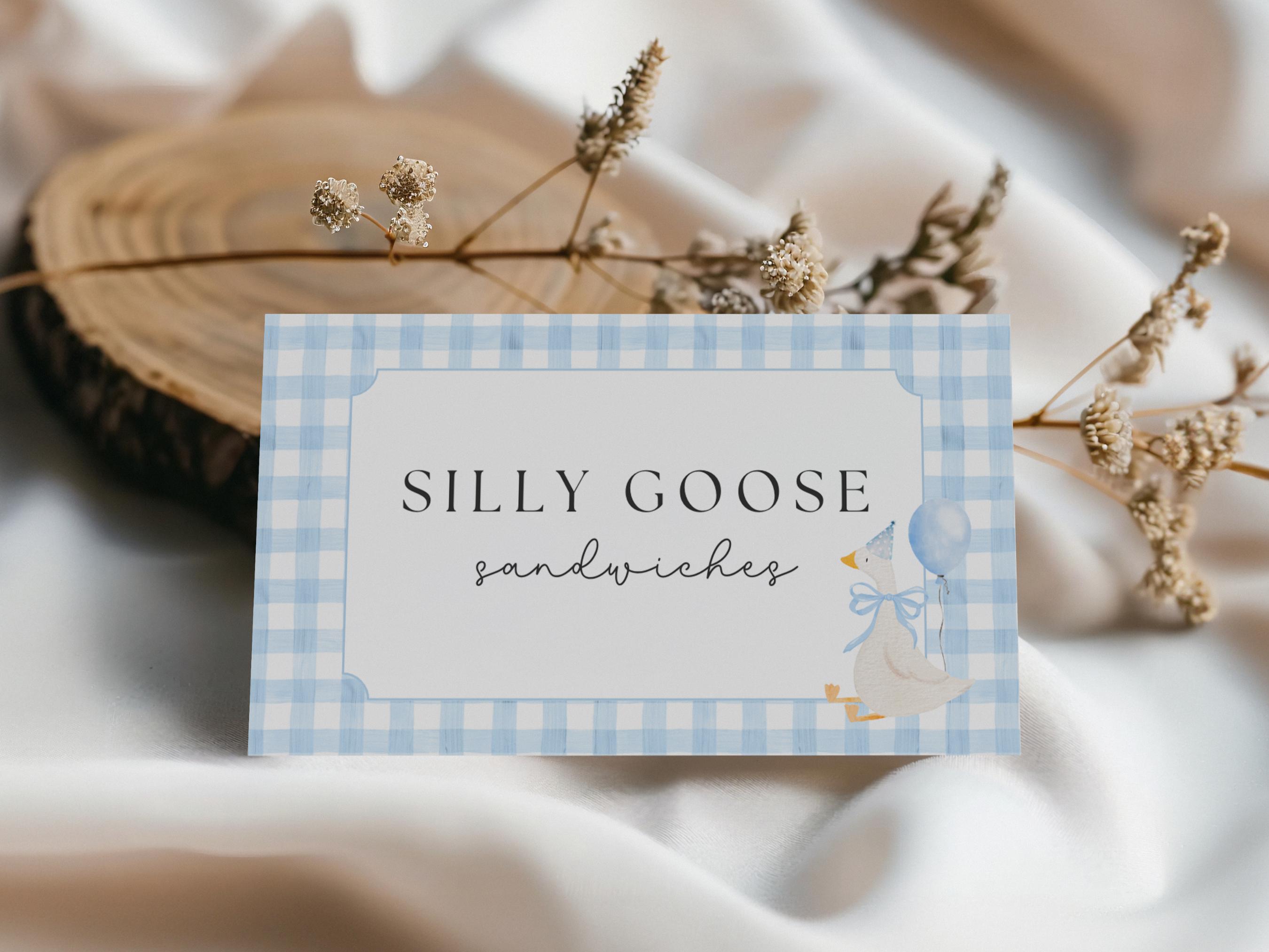 One Silly Goose Food Label, Silly Goose Birthday, Food Table Decor ...