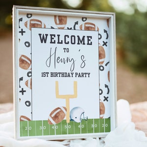 Football Birthday Party Welcome Sign, Editable Template, Instant ...