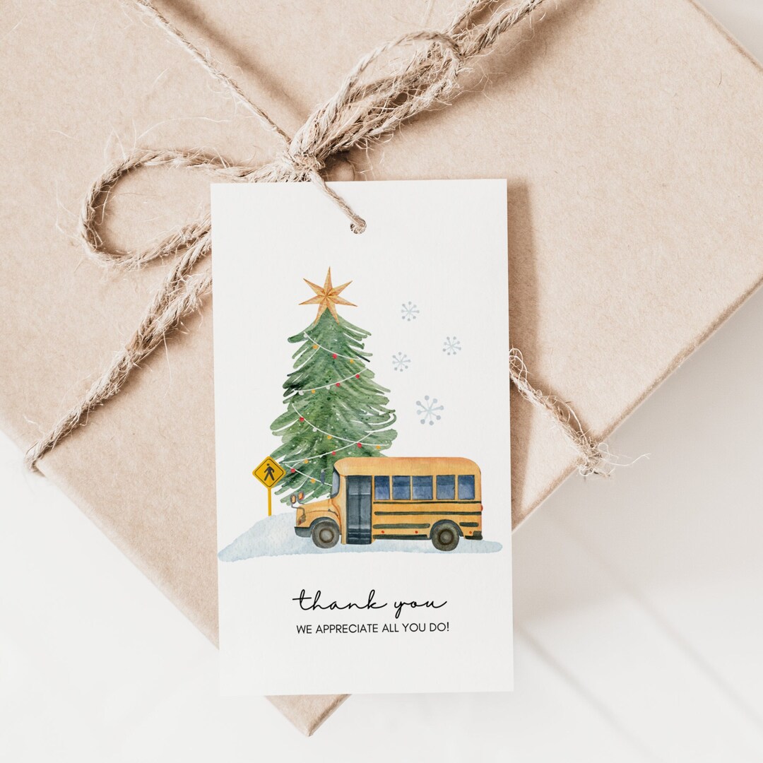 Printable Christmas Gift Tag | Gift for School Bus Driver | Teacher ...