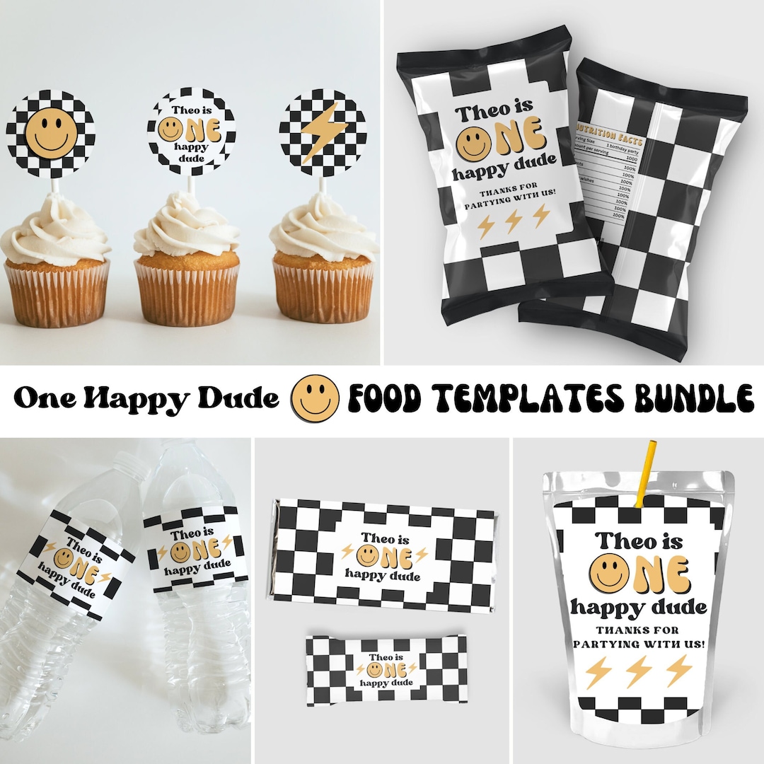 One Happy Dude Birthday Party, Printable Food Labels Bundle, Instant ...
