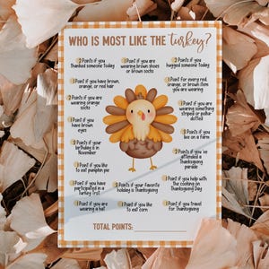 Printable Thanksgiving Game, Who is Most Like the Turkey, Friendsgiving ...