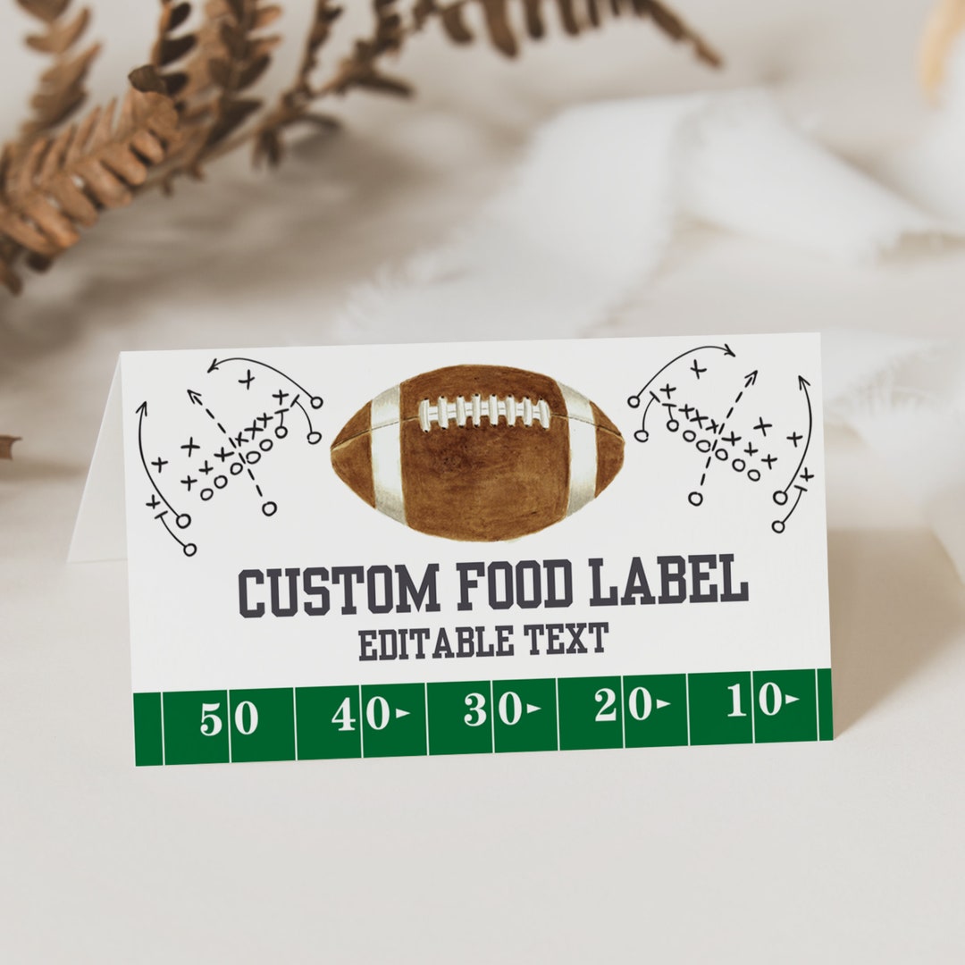 Football Party Food Labels, Football Birthday, Football Food Tent, Food ...