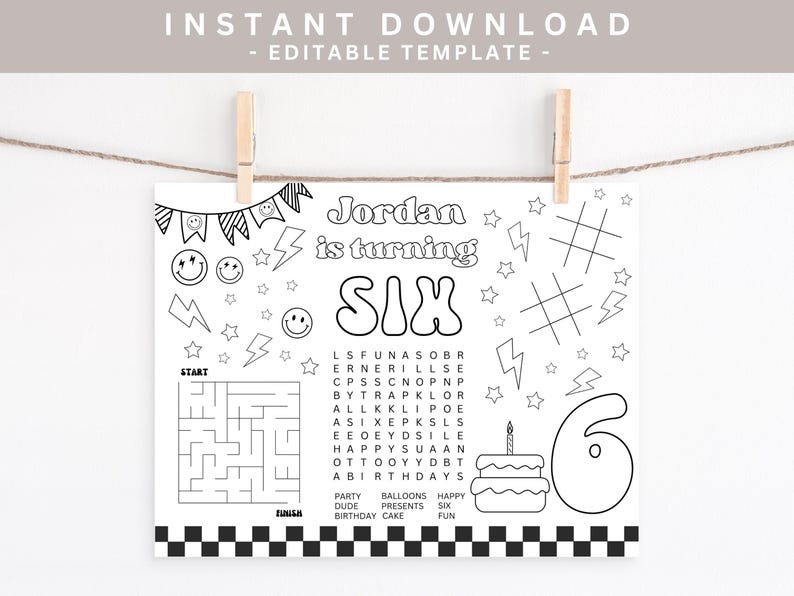Printable 6th Birthday Smiley Face Coloring Page, Smiley Face Coloring ...
